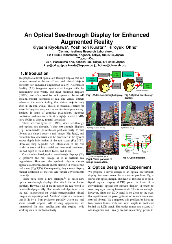 (PDF) An Optical See-through Display for Enhanced Augmented Reality