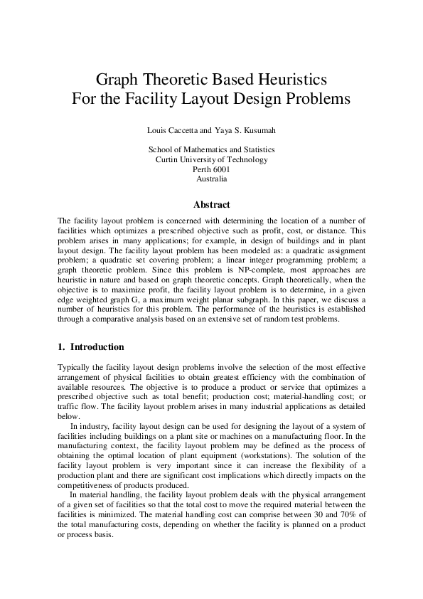 Pdf Graph Theoretic Based Heuristics For The Facility Layout Design Problems