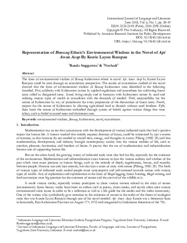(PDF) Representation of Benuaq Ethnic’s Environmental Wisdom in the ...