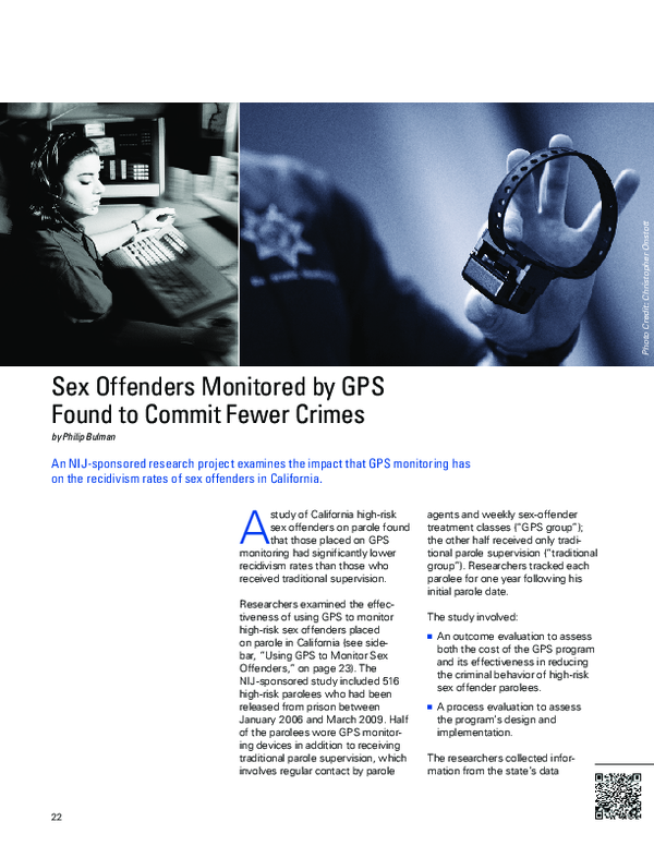 (PDF) Sex Offenders Monitored by GPS Found to Commit Fewer Crimes
