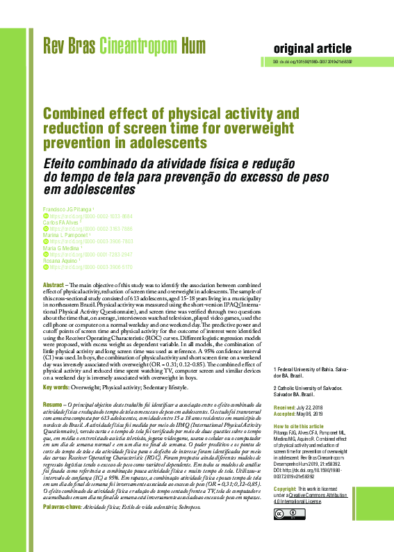 (PDF) Combined effect of physical activity and reduction of screen time ...
