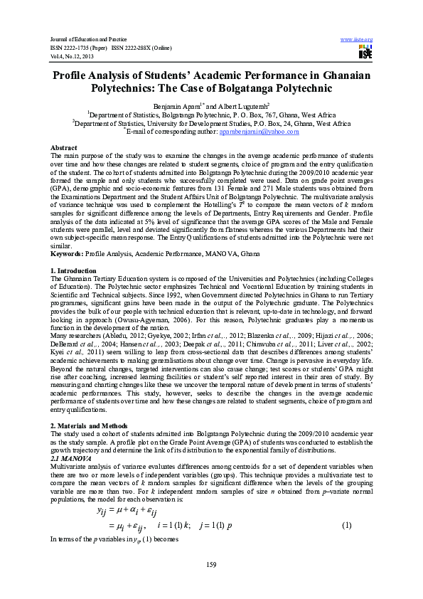 (PDF) Profile analysis of students academic performance in Ghanaian ...