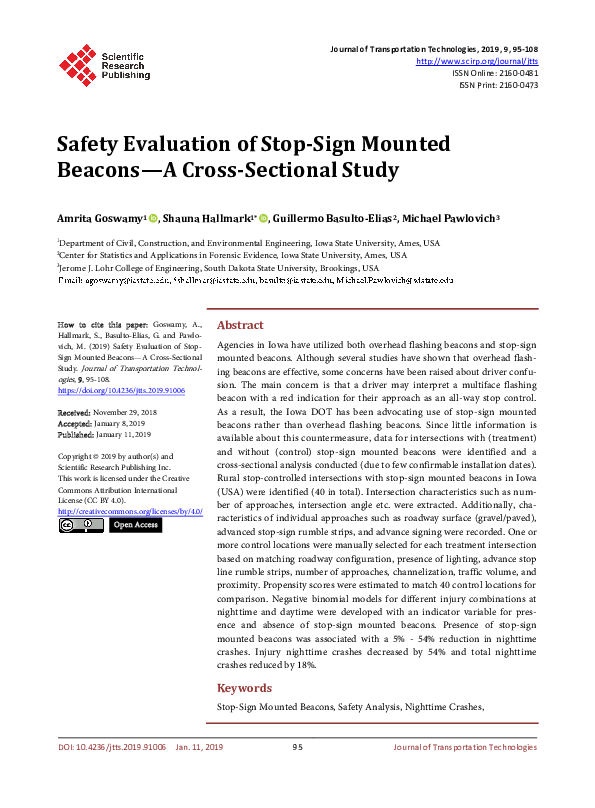 (PDF) Safety Evaluation of Stop-Sign Mounted Beacons—A Cross-Sectional ...