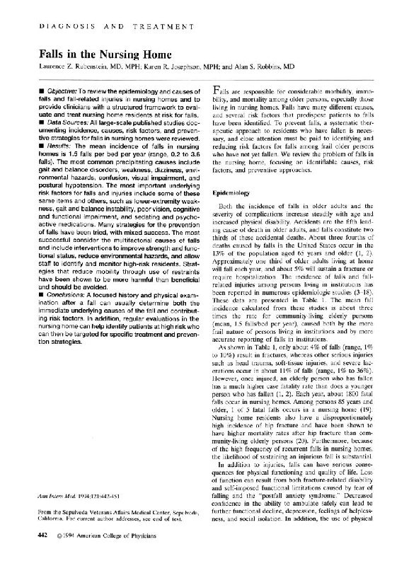 (PDF) Falls in nursing homes