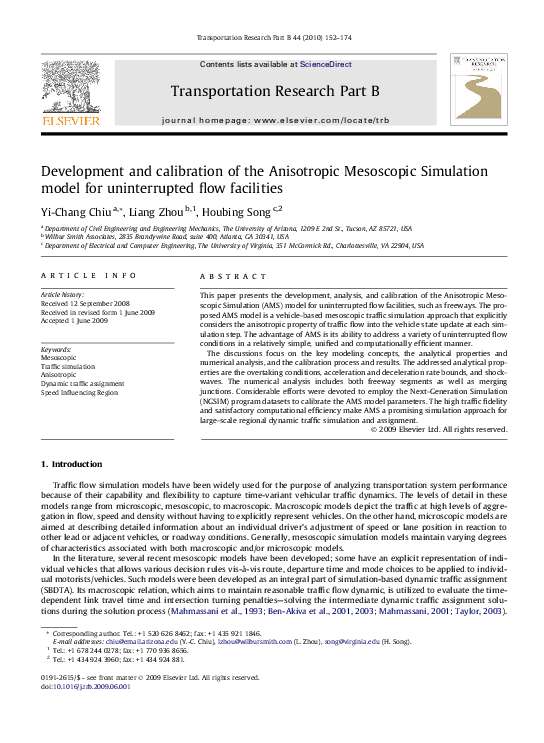 (PDF) Development and calibration of the Anisotropic Mesoscopic Simulation model for ...