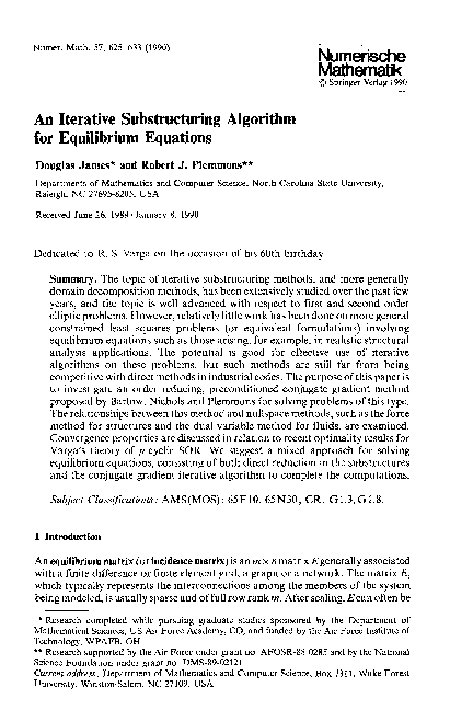 Pdf An Iterative Substructuring Algorithm For Equilibrium Equations