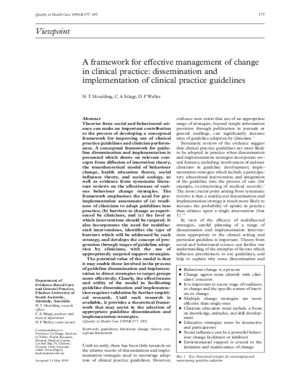 (PDF) A framework for effective management of change in clinical ...