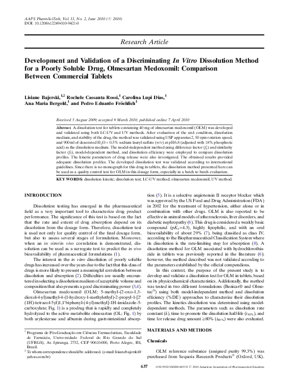Pdf Dissolution Profile Of Apixaban Tablets Method Development And Validation Using Hplc
