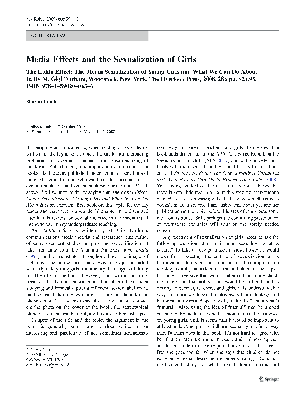 (PDF) Media Effects and the Sexualization of Girls