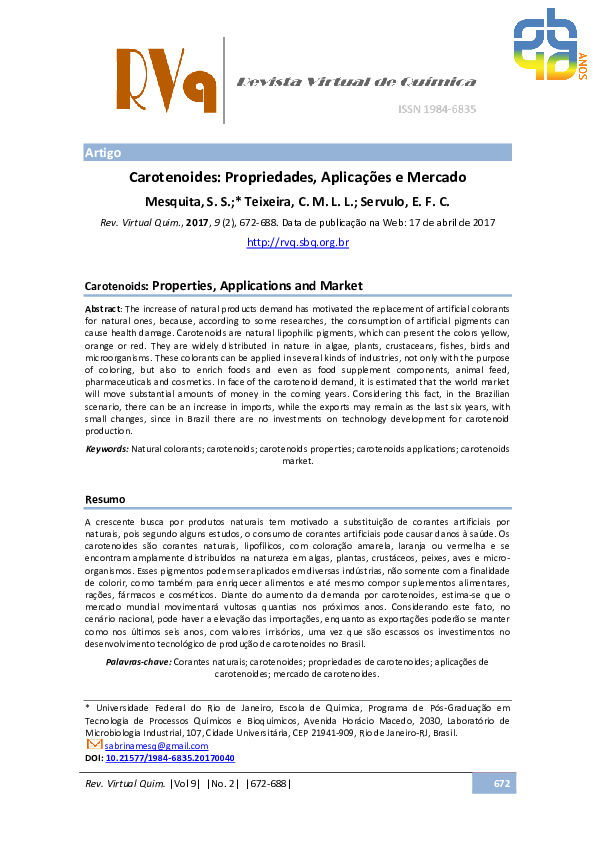 (PDF) Carotenoids: Properties, Applications and Market