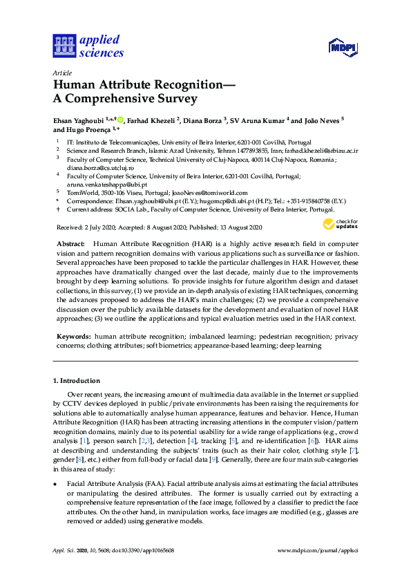 (PDF) Human Attribute Recognition: A Comprehensive Survey