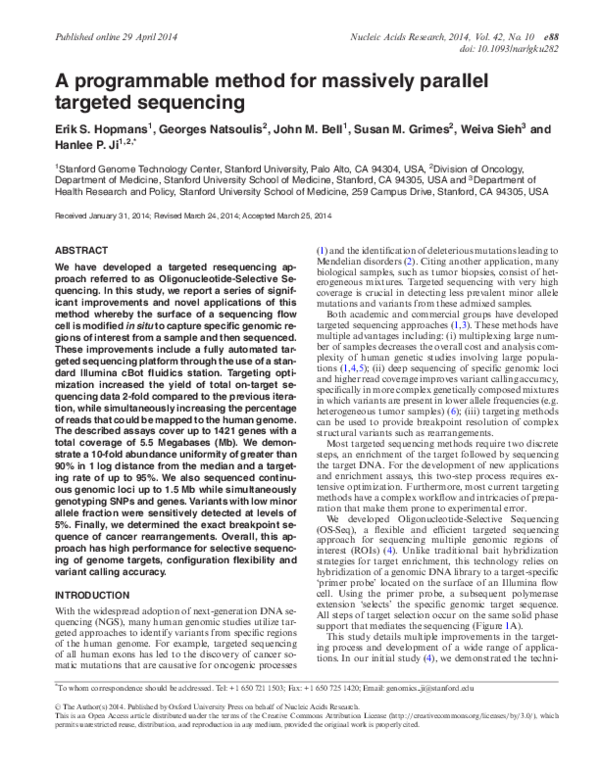 (PDF) A programmable method for massively parallel targeted sequencing