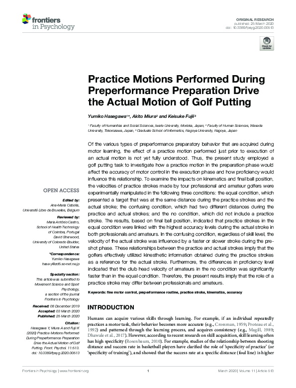 (PDF) Practice Motions Performed During Preperformance Preparation ...