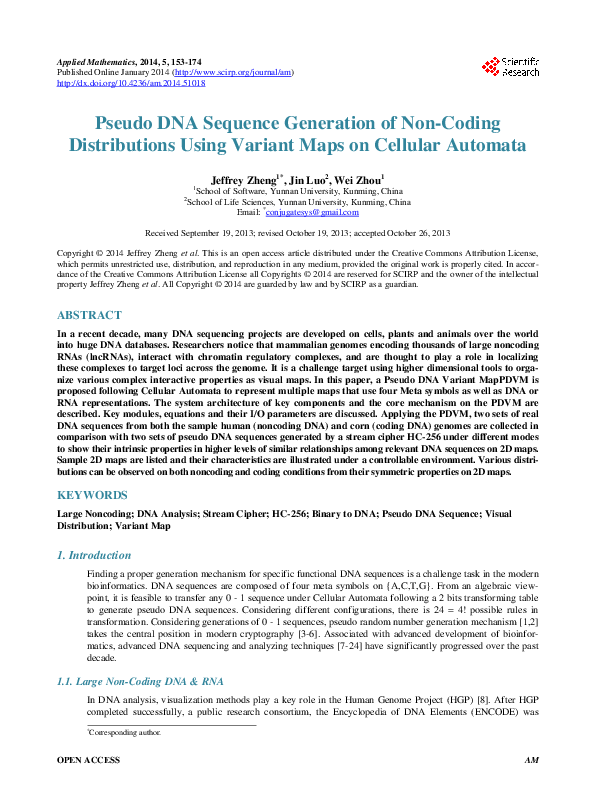 Pdf Pseudo Dna Sequence Generation Of Non Coding Distributions Using
