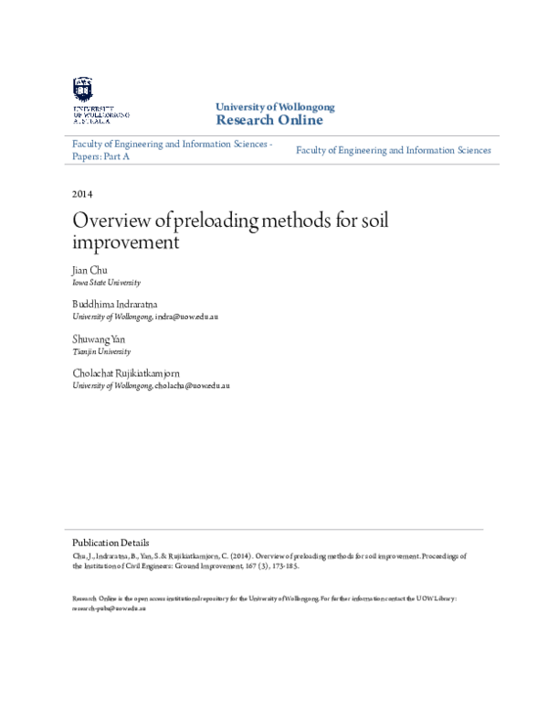 (PDF) Overview of preloading methods for soil improvement
