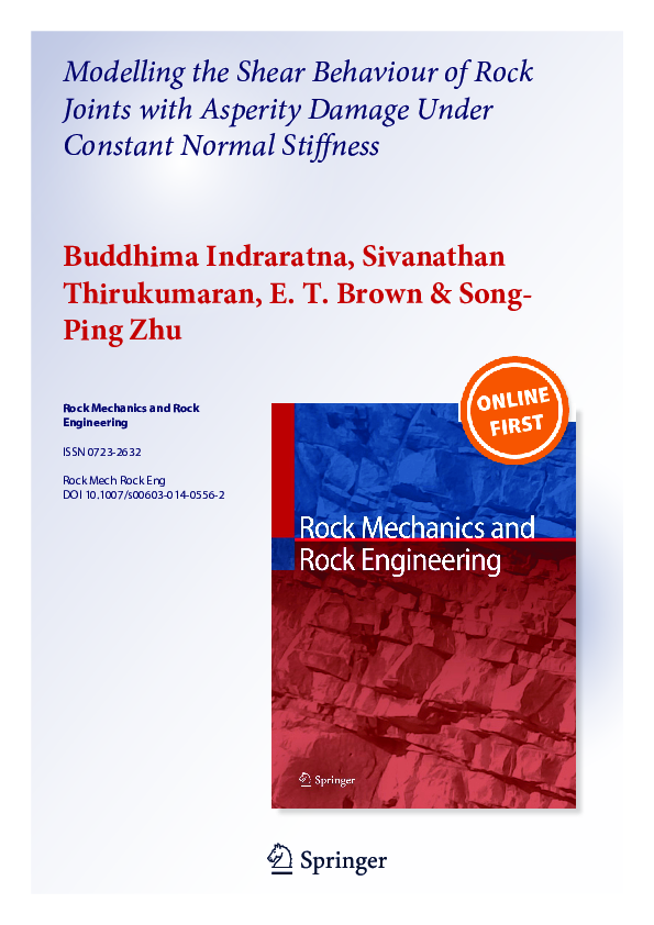 (PDF) Modelling the Shear Behaviour of Rock Joints with Asperity Damage ...