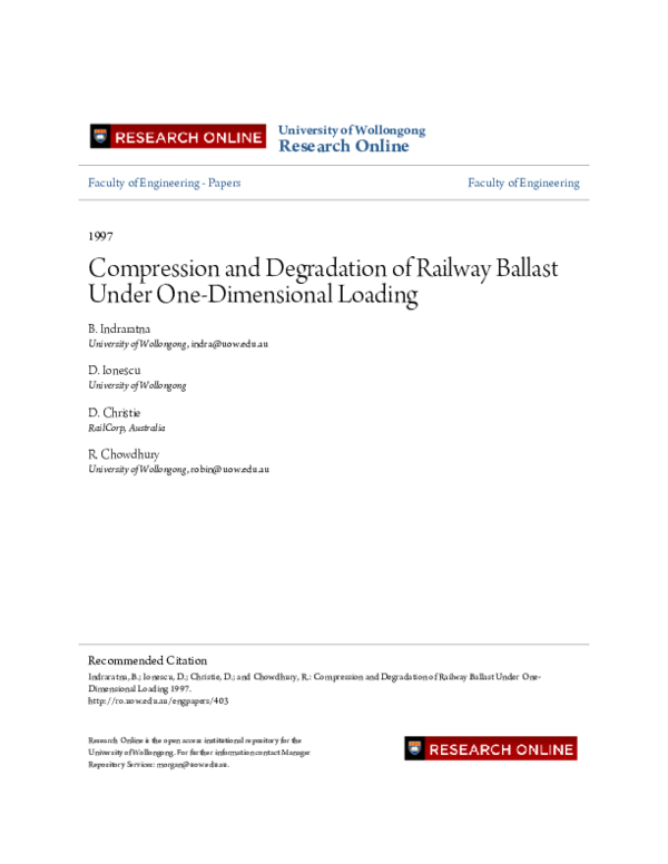 (PDF) Compression and degradation of railway ballast under one ...