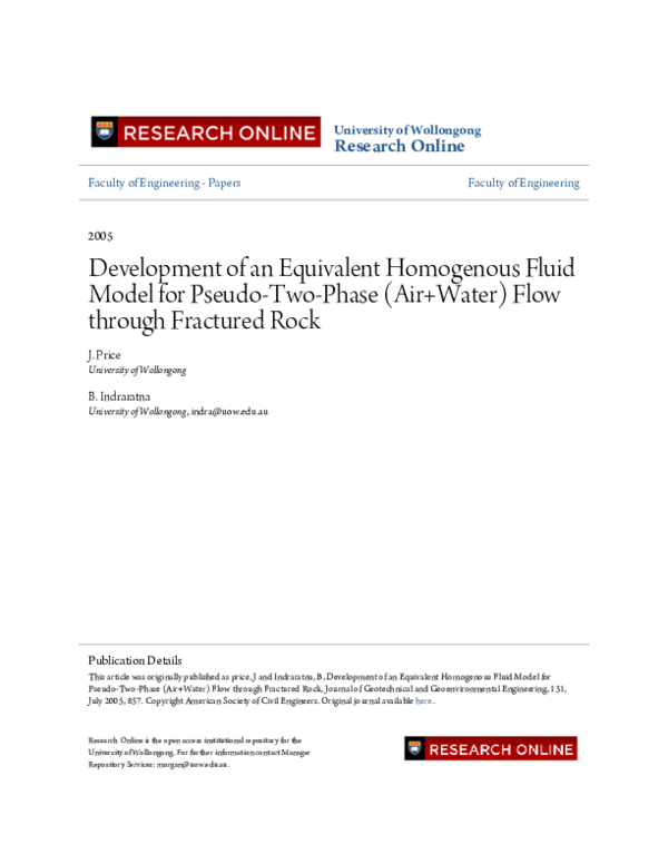 (PDF) Development of an Equivalent Homogenous Fluid Model for Pseudo ...