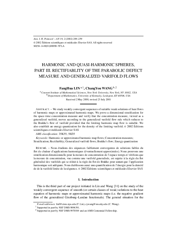(PDF) Harmonic and quasi-harmonic spheres, part III. Rectifiablity of ...