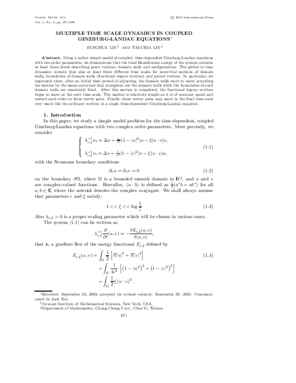 (PDF) Multiple Time Scale Dynamics in Coupled Ginzburg-Landau Equations