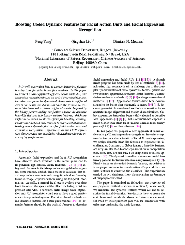 (PDF) Boosting Coded Dynamic Features for Facial Action Units and Facial Expression Recognition ...