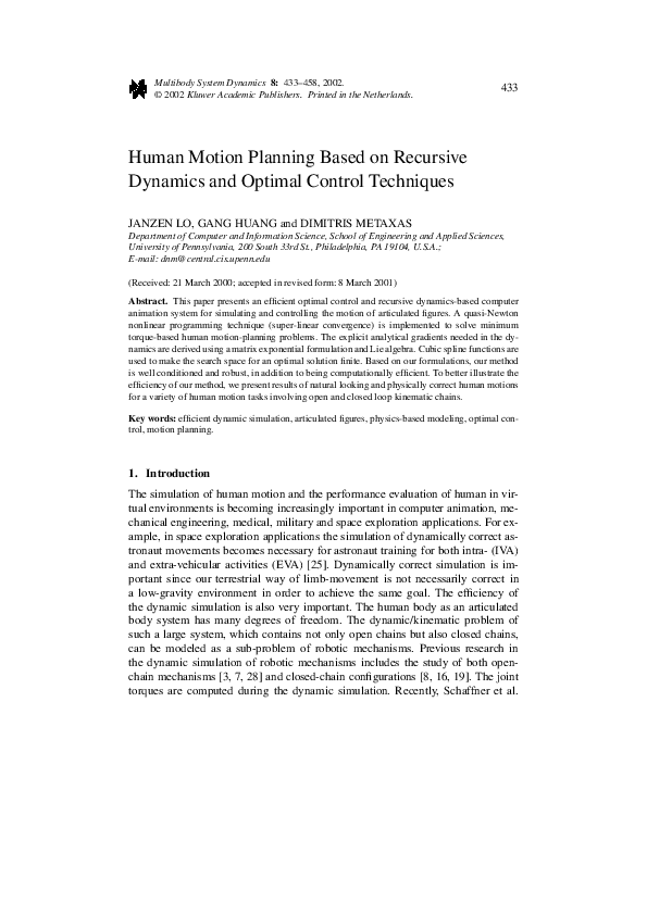 (PDF) Human motion planning based on recursive dynamics and optimal ...