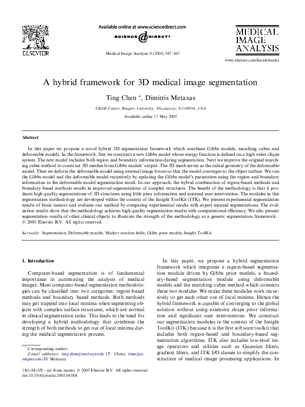 (PDF) A hybrid framework for 3D medical image segmentation