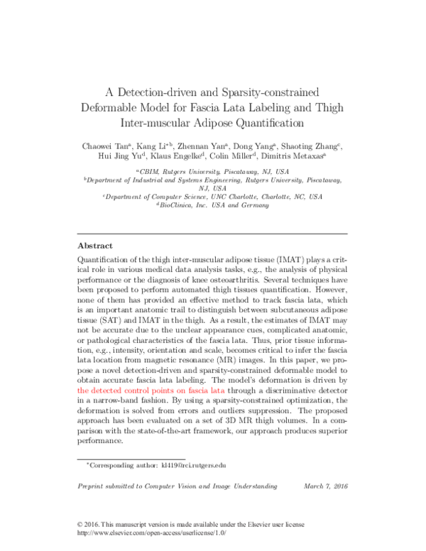 Pdf A Detection Driven And Sparsity Constrained Deformable Model For Fascia Lata Labeling And 