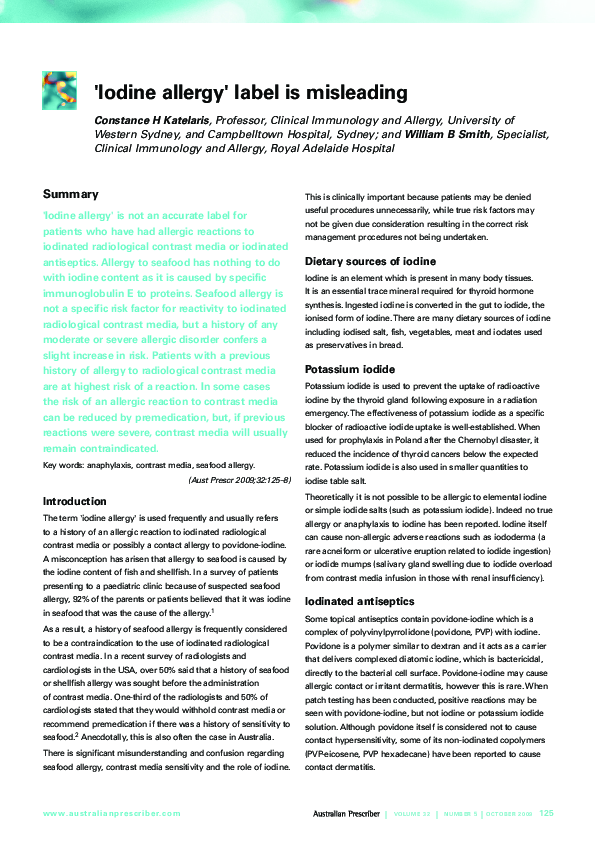 (PDF) Iodine allergy' label is misleading