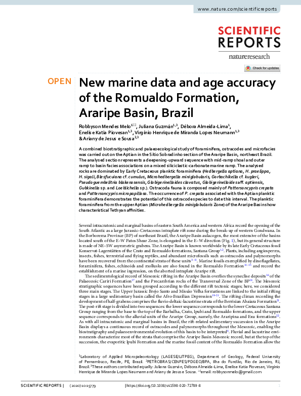 (PDF) New marine data and age accuracy of the Romualdo Formation ...
