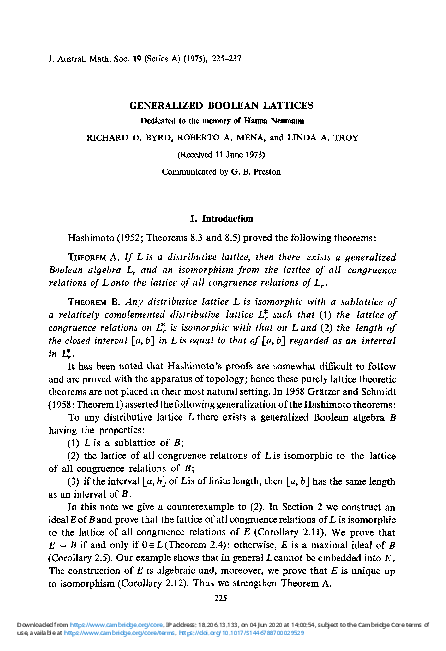 (PDF) Generalized Boolean lattices