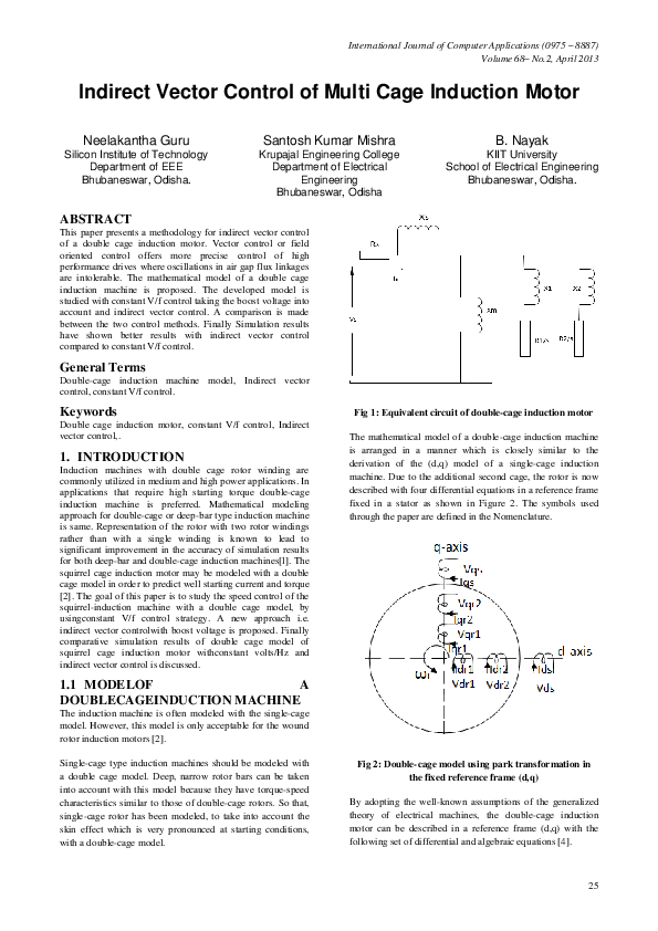 (PDF) Indirect Vector Control of Multi Cage Induction Motor