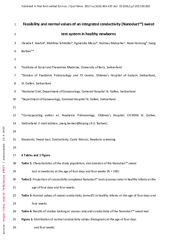 (PDF) Feasibility and normal values of an integrated conductivity ...