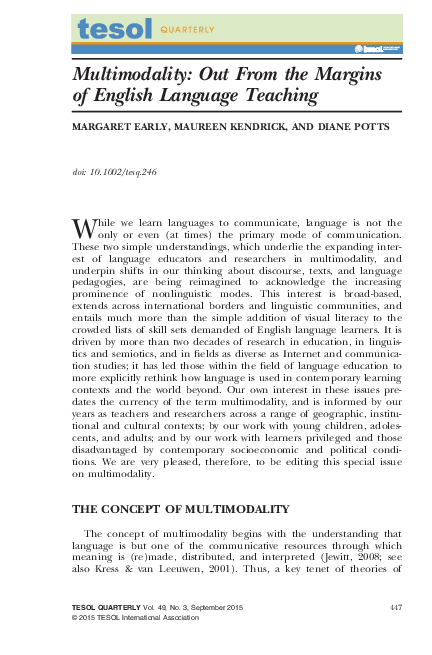 (PDF) Multimodality: Out From the Margins of English Language Teaching