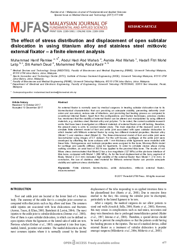(PDF) The effect of stress distribution and displacement of open ...