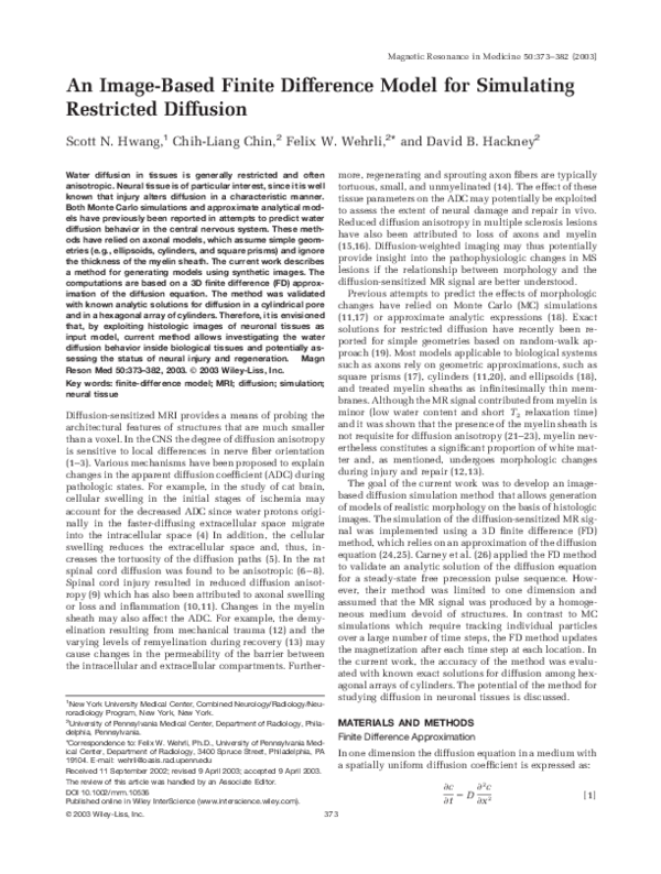 Pdf An Image Based Finite Difference Model For Simulating Restricted