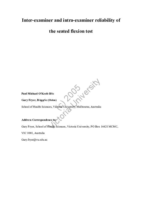 (PDF) Inter-examiner and intra-examiner reliability of the seated ...
