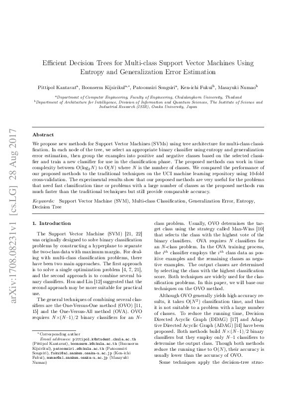 (PDF) Efficient Decision Trees for Multi–Class Support Vector Machines Using Entropy and ...