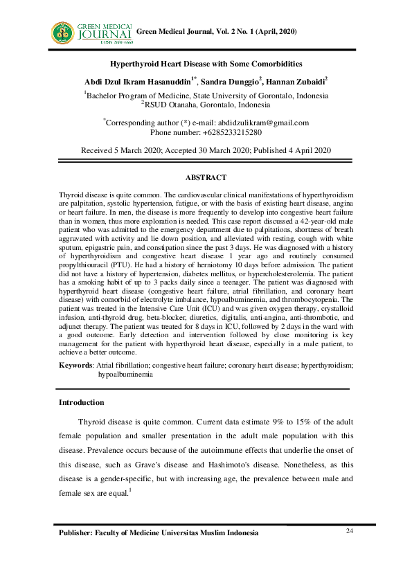 (PDF) Hyperthyroid Heart Disease With Some Comorbidities