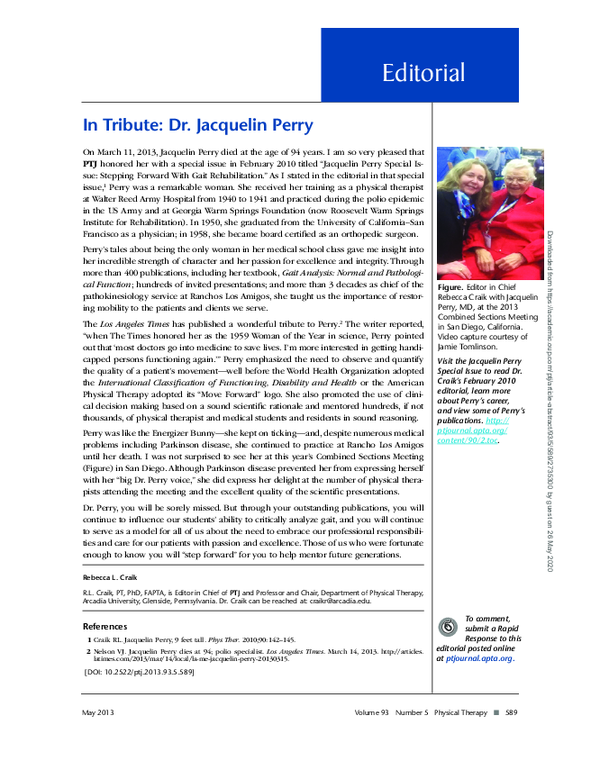 (PDF) In Tribute: Dr. Jacquelin Perry