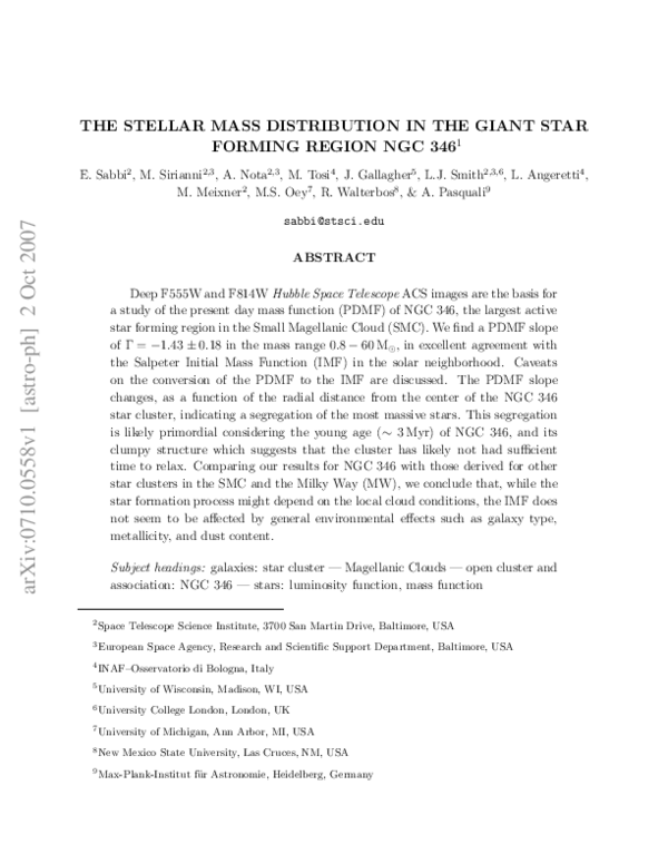 (PDF) The Stellar Mass Distribution in the Giant Star Forming Region ...