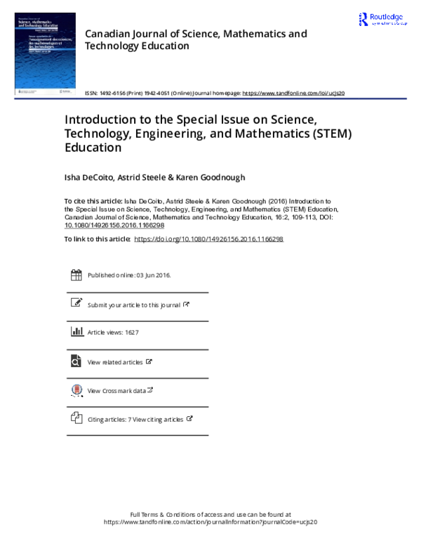 (PDF) Introduction to the Special Issue on Science, Technology ...