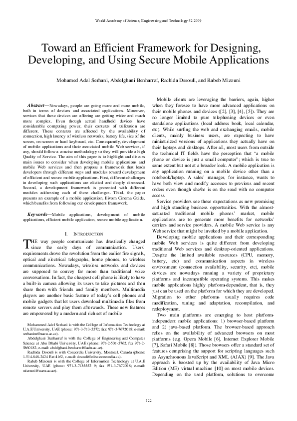 Pdf Toward An Efficient Framework For Designing Developing And Using Secure Mobile