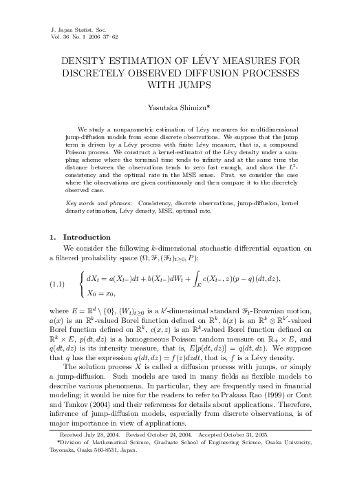 (PDF) Estimating Lévy Measures in Jump-Diffusions