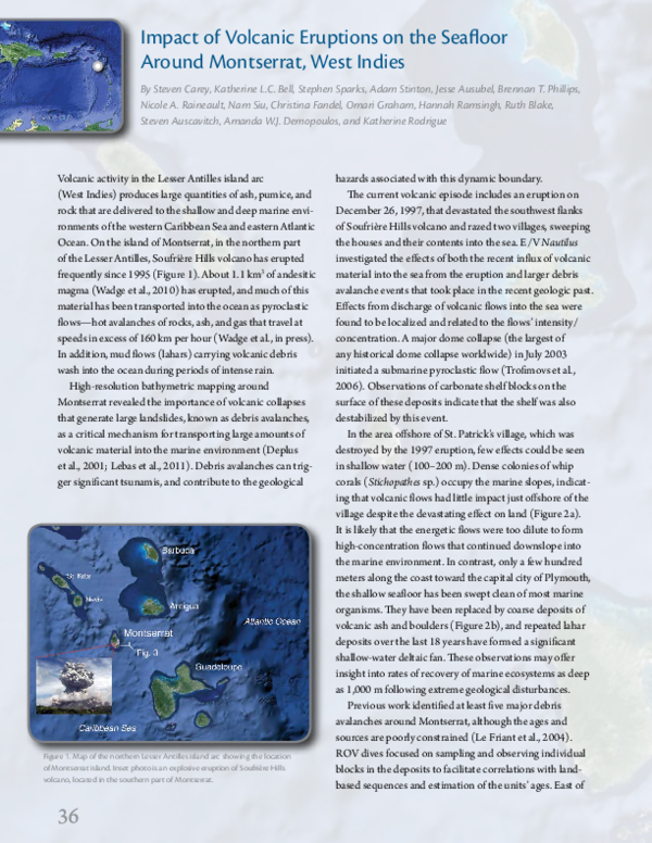 (PDF) Impact of Volcanic Eruptions on the Seafloor Around Montserrat ...