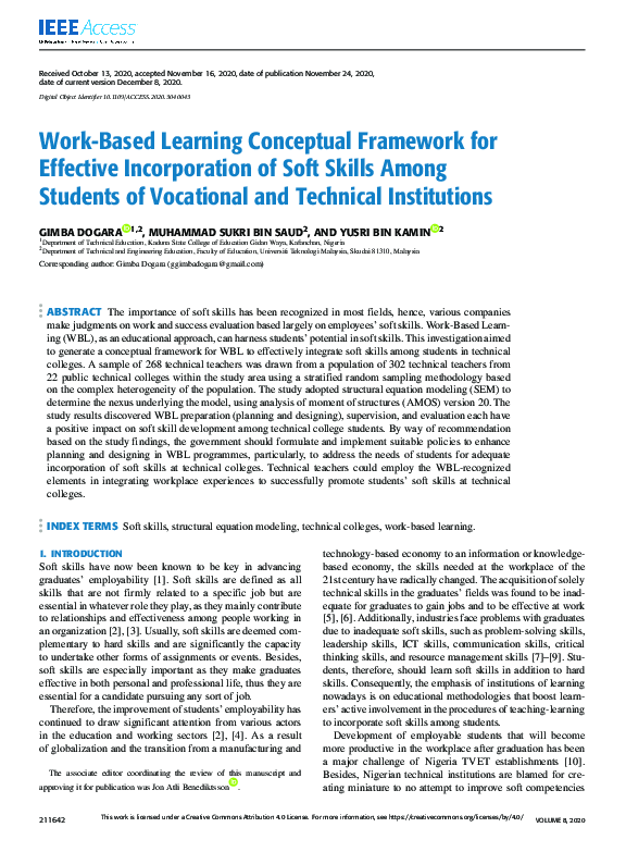 (PDF) Work-Based Learning Conceptual Framework for Effective ...