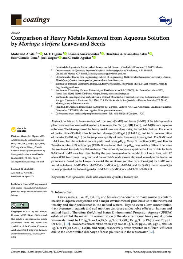 (PDF) Comparison of Heavy Metals Removal from Aqueous Solution by ...