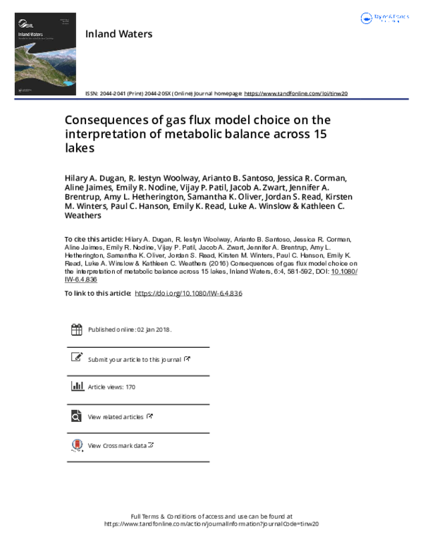 (PDF) Consequences of gas flux model choice on the interpretation of ...