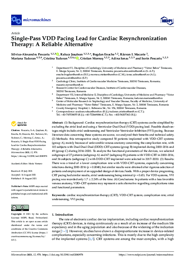 (PDF) Single-Pass VDD Pacing Lead for Cardiac Resynchronization Therapy ...