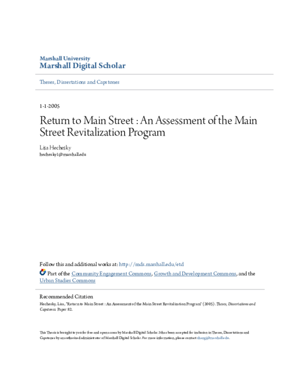 (PDF) Return to Main Street : An Assessment of the Main Street ...